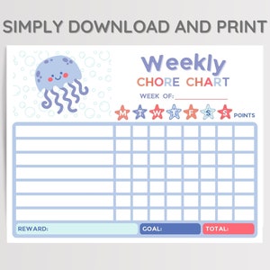 Printable Chore Chart | Jellyfish - Etsy
