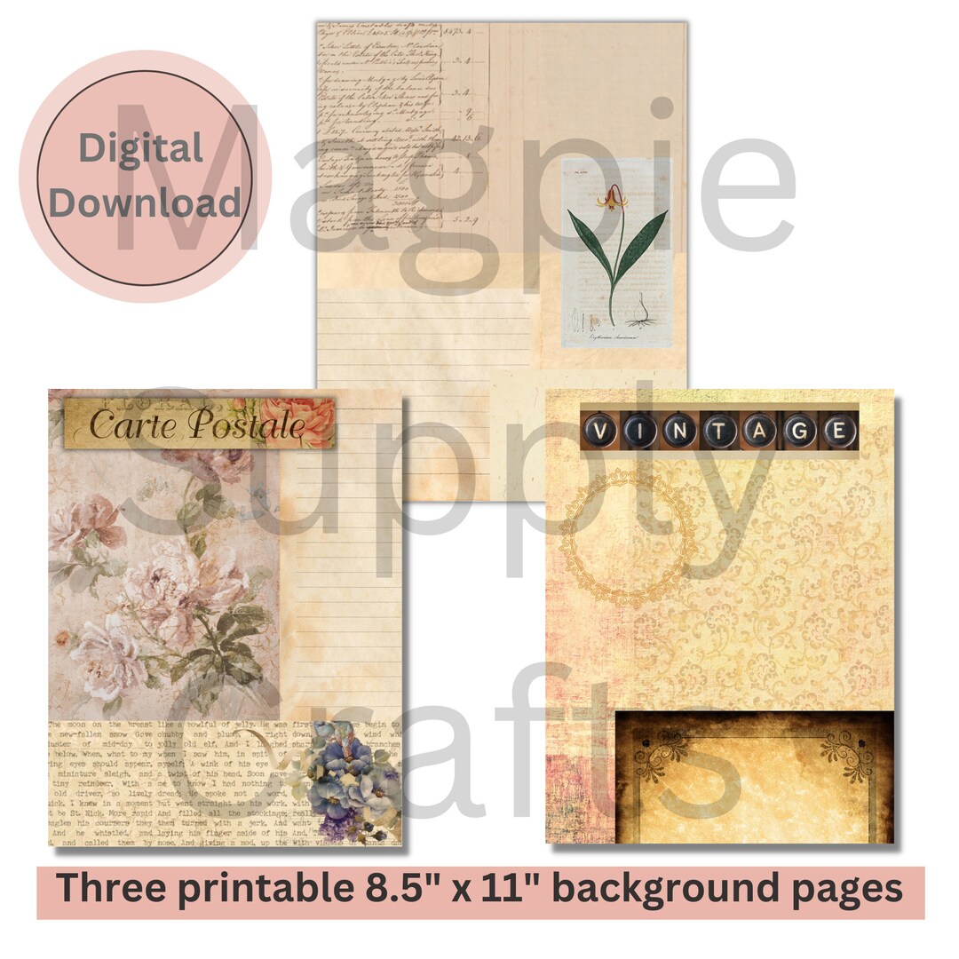 Boho Ephemera Printable Digital Vintage Journal,scrapbooking Ephemera ...