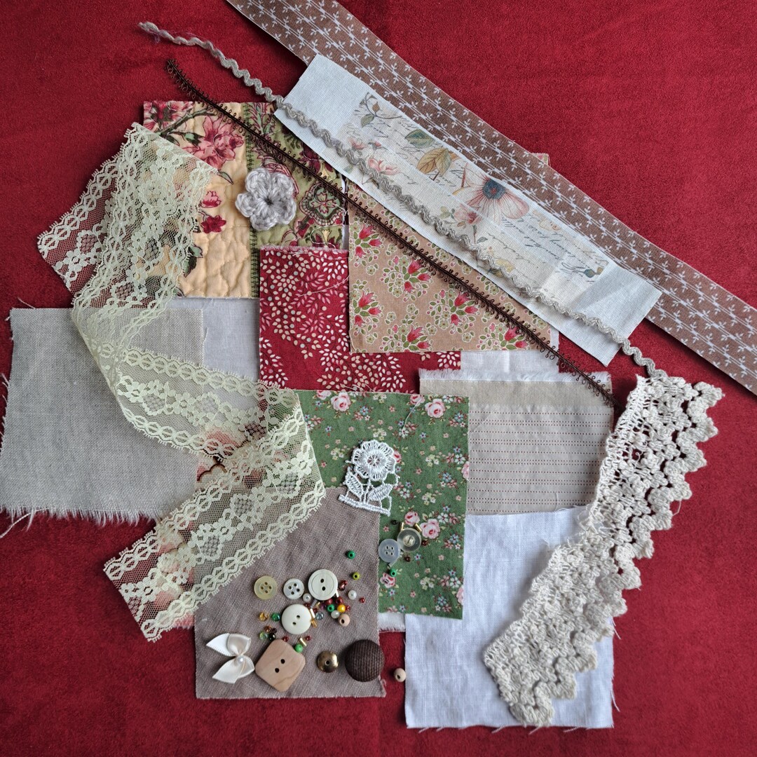 Slow Stitch Kit: Cottage Style Fabric Squares,slow Stitching for ...