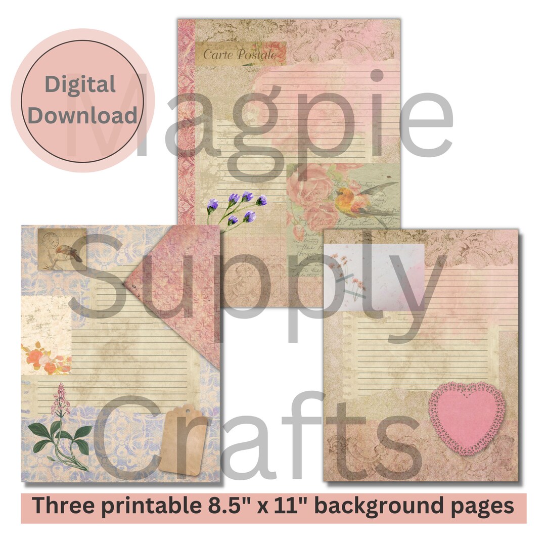 Boho Ephemera Printable Digital Vintage Journal,scrapbooking Ephemera ...