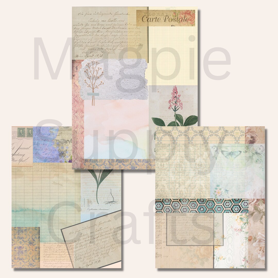 Boho Ephemera Printable Digital Vintage Journal,scrapbooking Ephemera ...