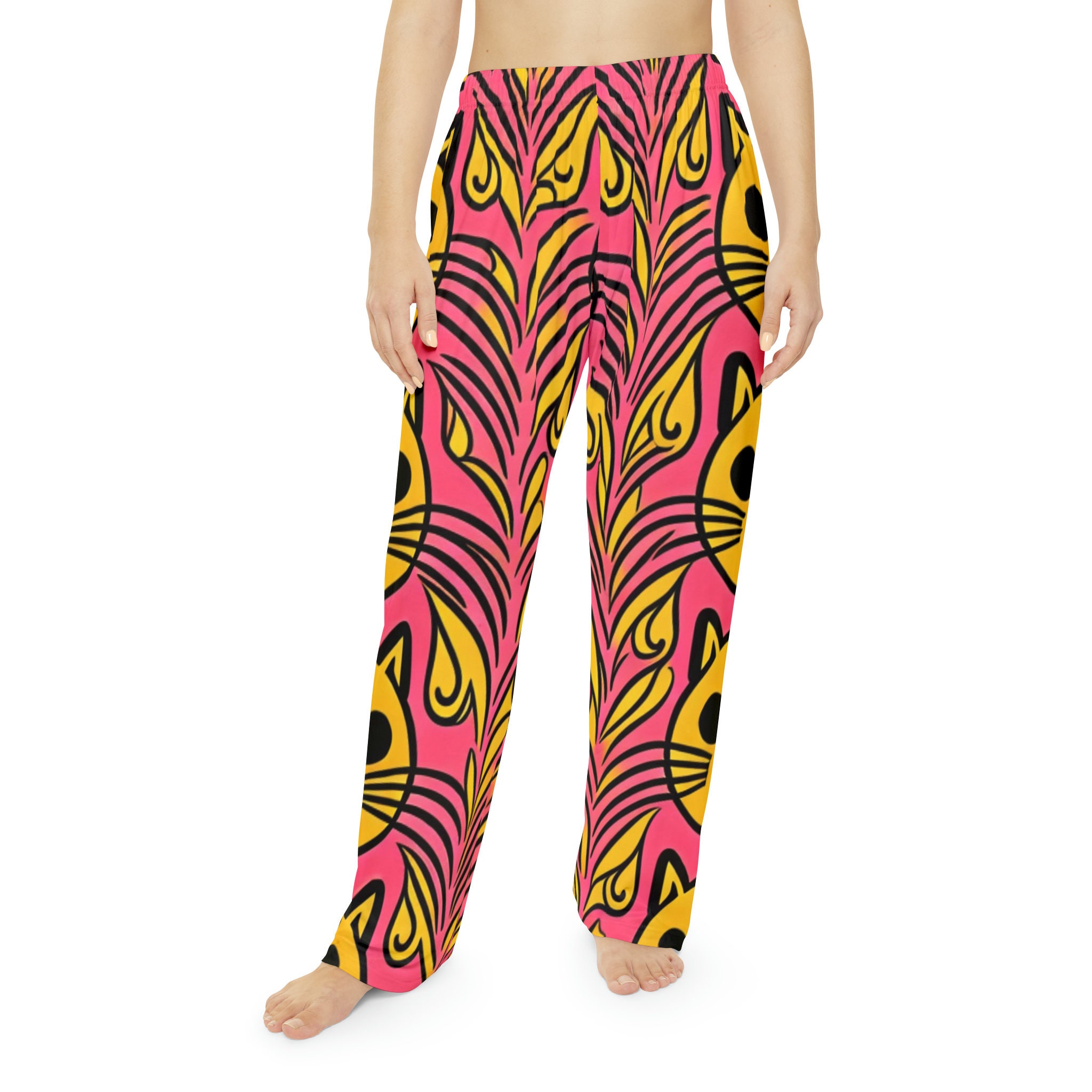 Hot Pink Pajama Pants: Cat Lover Graphic Lounge Pants - Etsy