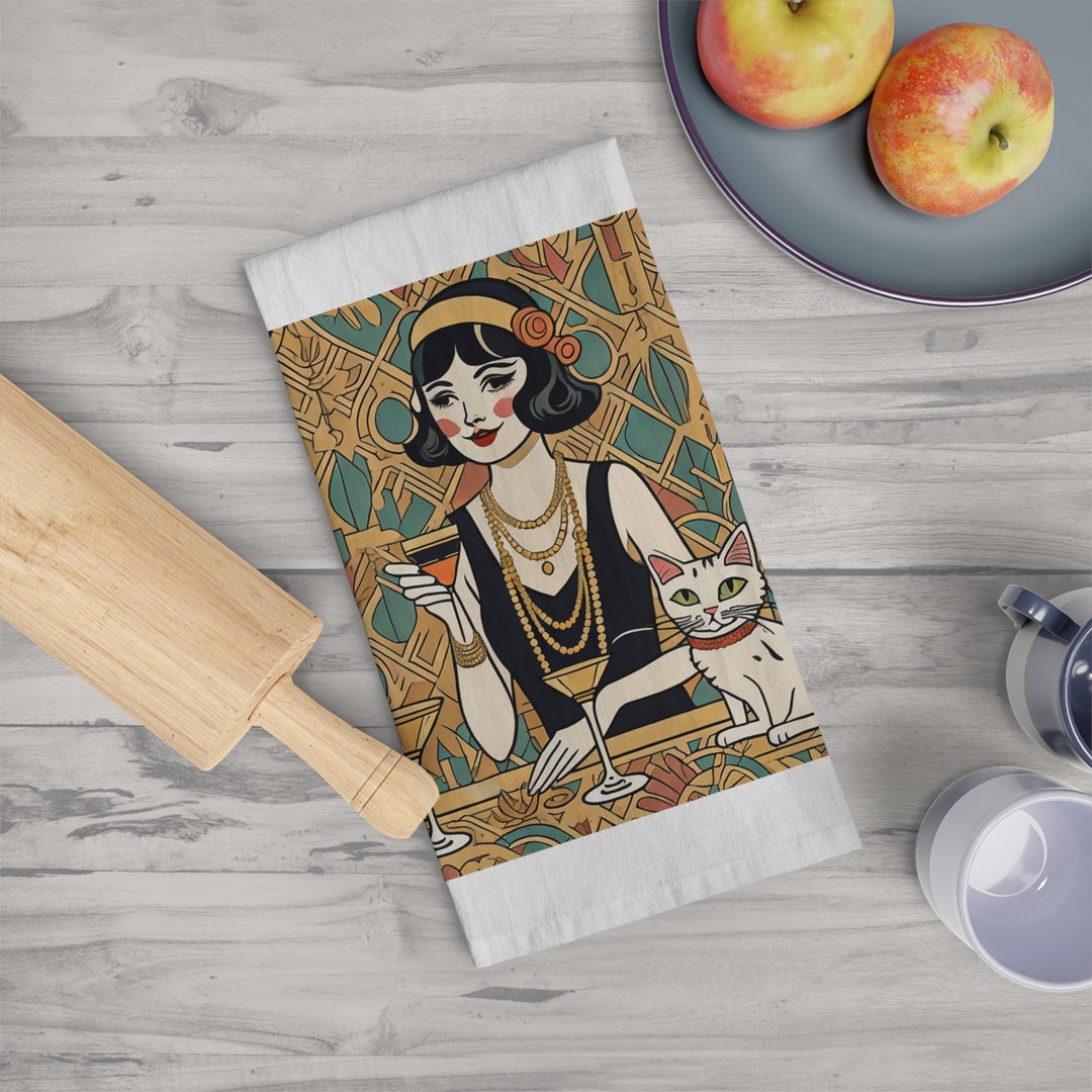 Retro Tea Towel Art Deco Tea Towel That Makes You Meow Cat Lover Gift ...