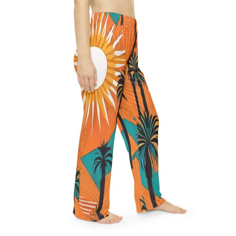 Resort Wear for Women Palm Tree Pajama Pant, Hawaiian Fabric Pant for ...