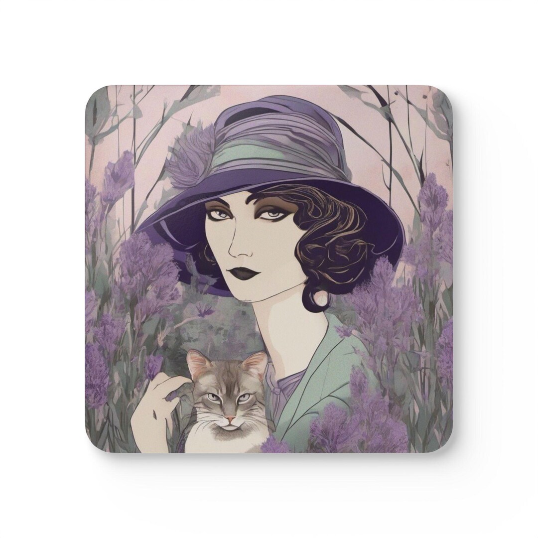 Retro Coaster Set Cat Vintage Design, Gift for Cat Lover, Coaster for ...