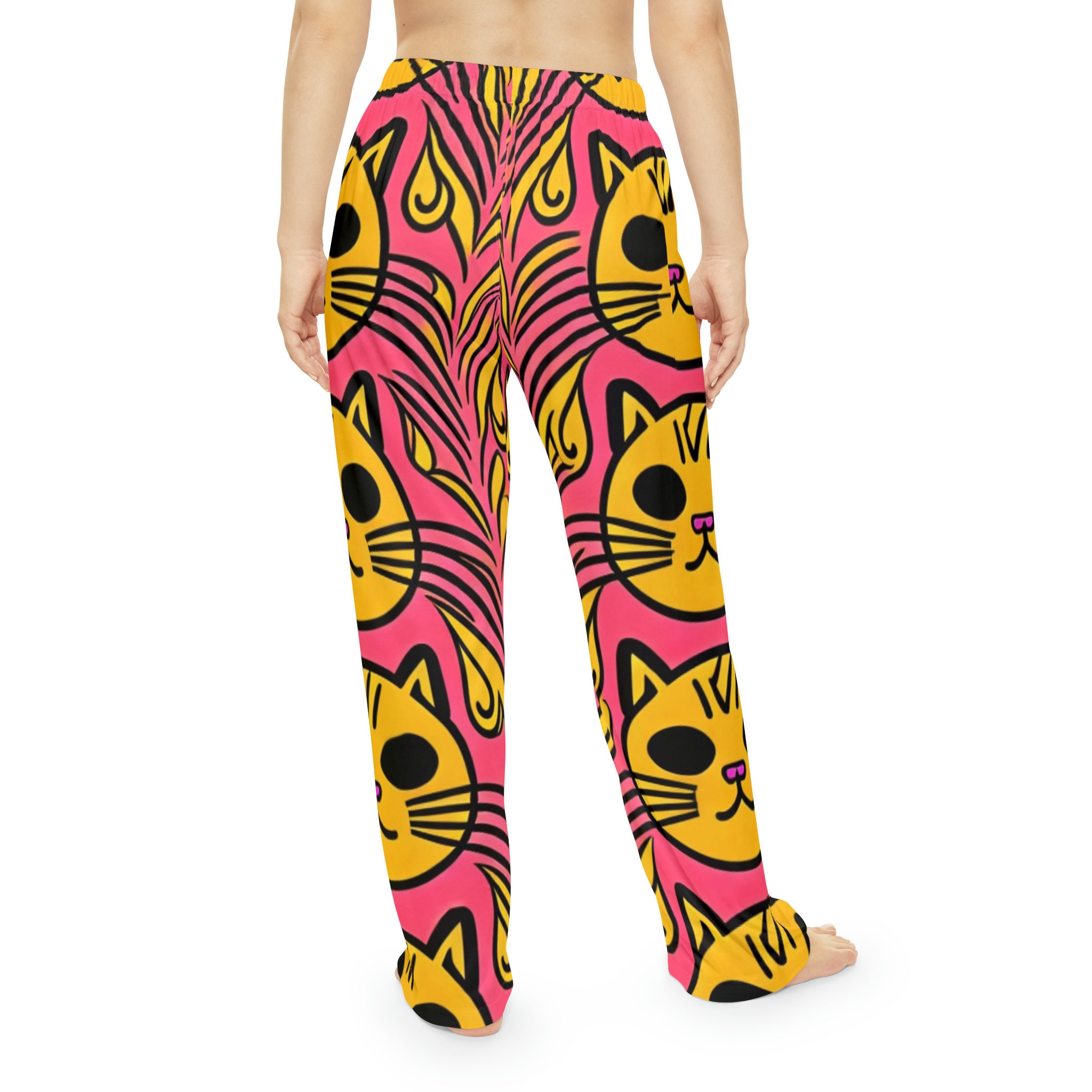 Hot Pink Pajama Pants: Cat Lover Graphic Lounge Pants - Etsy