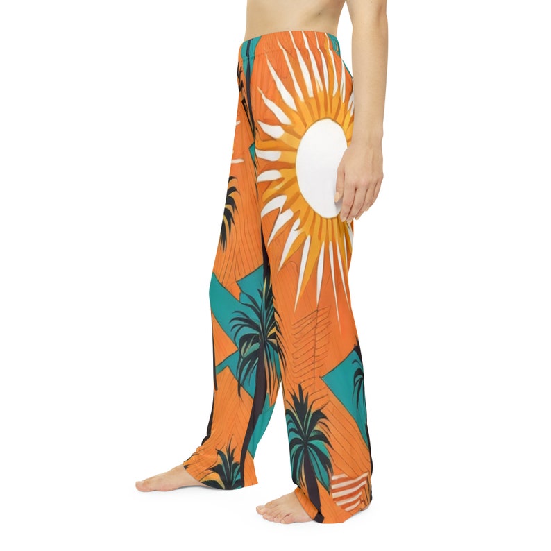 Resort Wear for Women Palm Tree Pajama Pant, Hawaiian Fabric Pant for ...