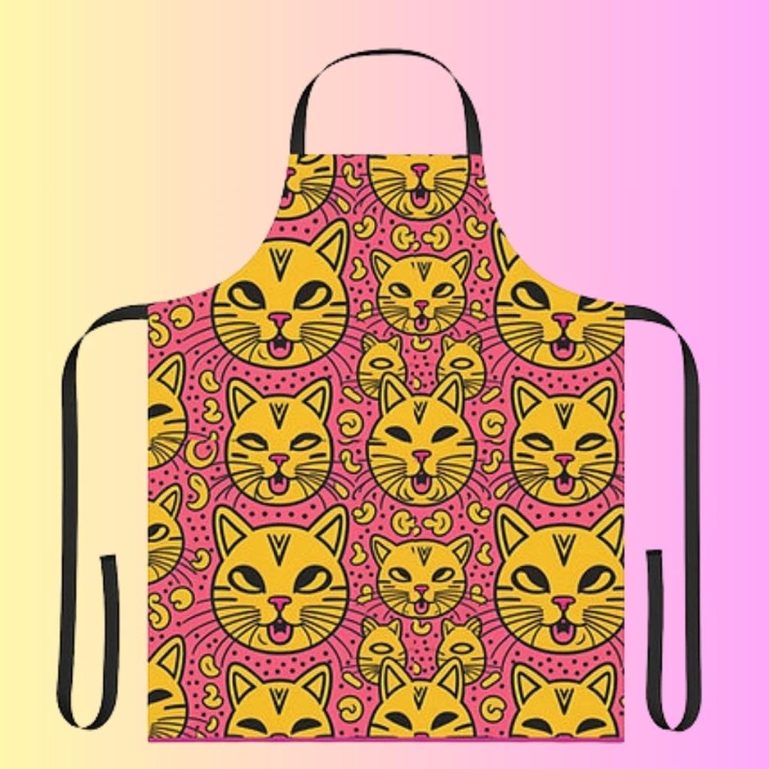 Cat Themed Apron Funny Pink Apron Cat Anime Gift for Cat Lover - Etsy