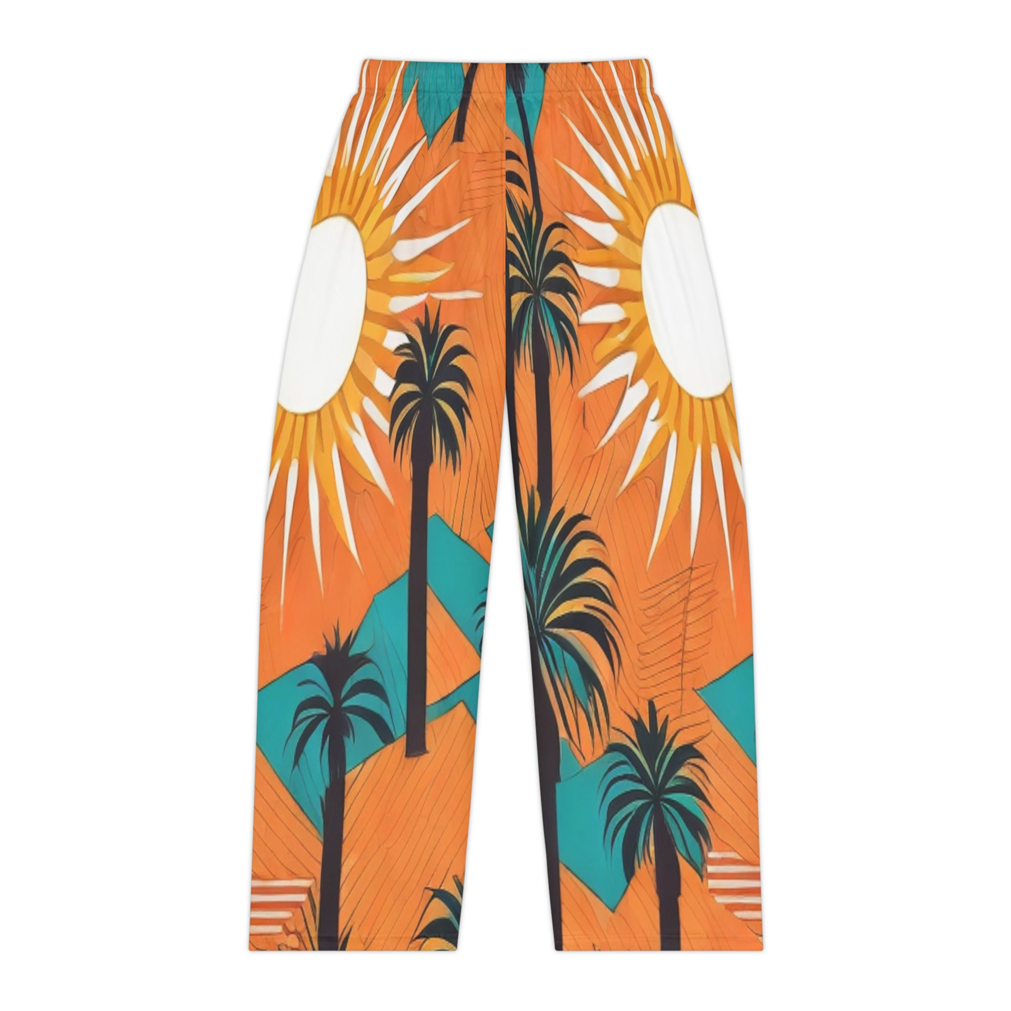 Resort Wear for Women Palm Tree Pajama Pant, Hawaiian Fabric Pant for ...