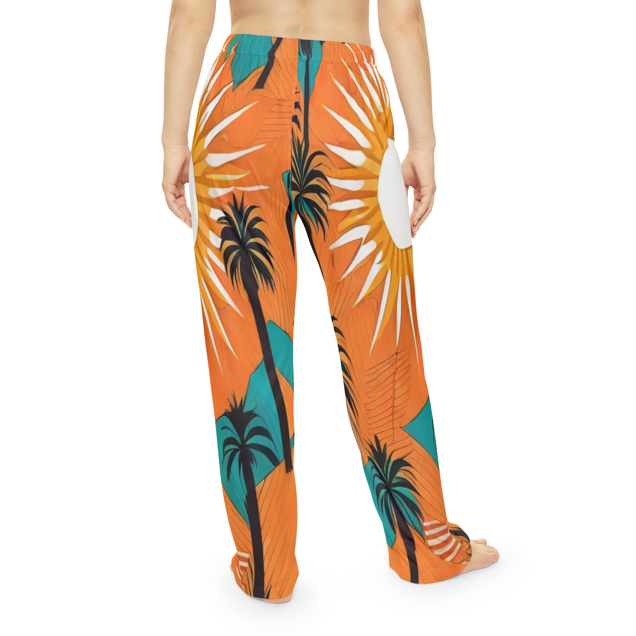 Resort Wear for Women Palm Tree Pajama Pant, Hawaiian Fabric Pant for ...