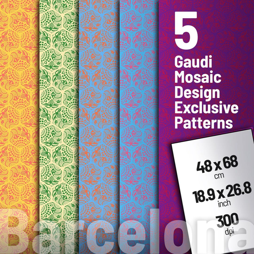 5 Gaudí Mosaic Design Exclusive Patterns Made in Barcelona spain - Etsy