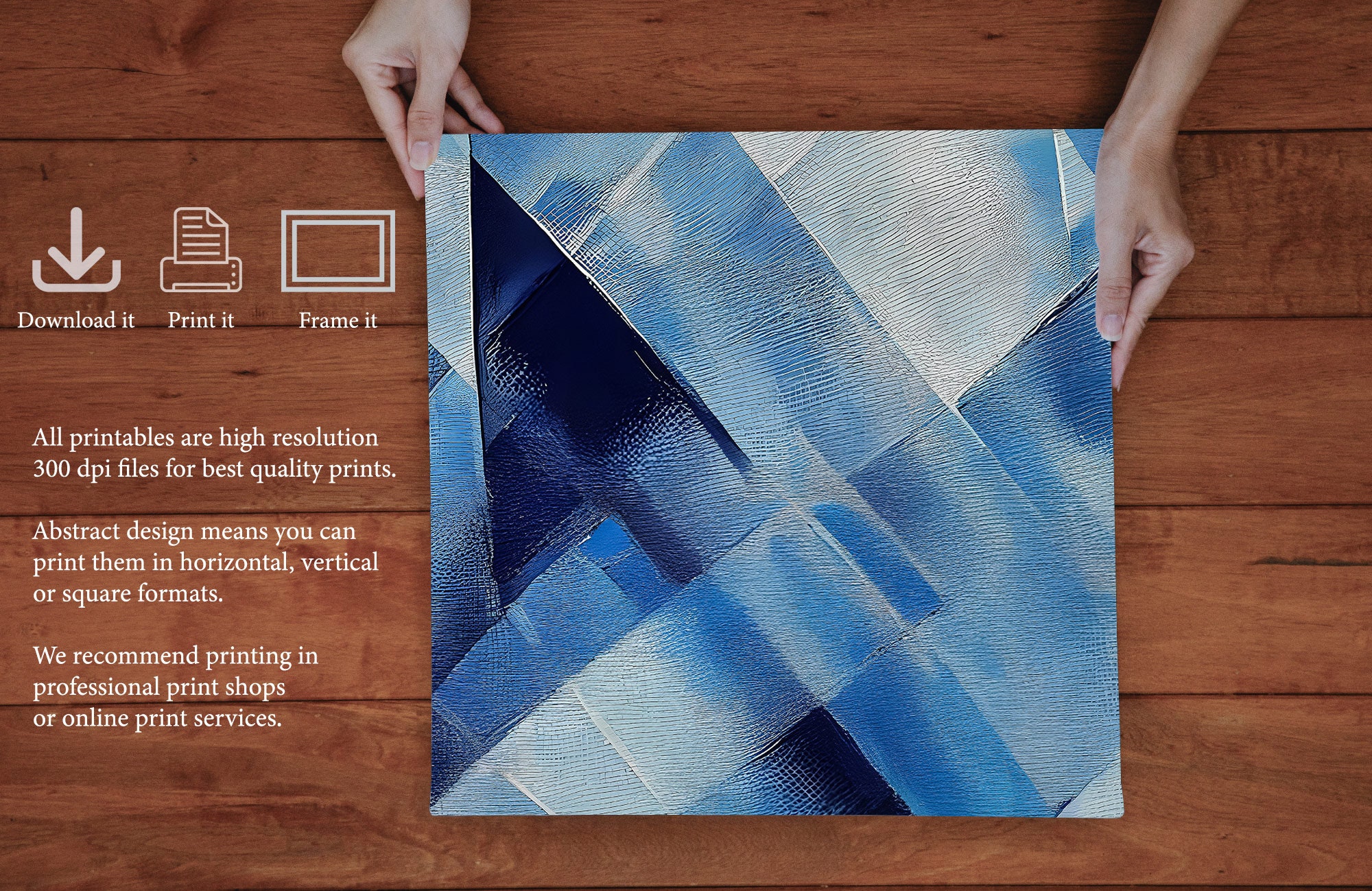 PRINTABLE Abstract Art Print Blue Texture / Digital Wall Art ...