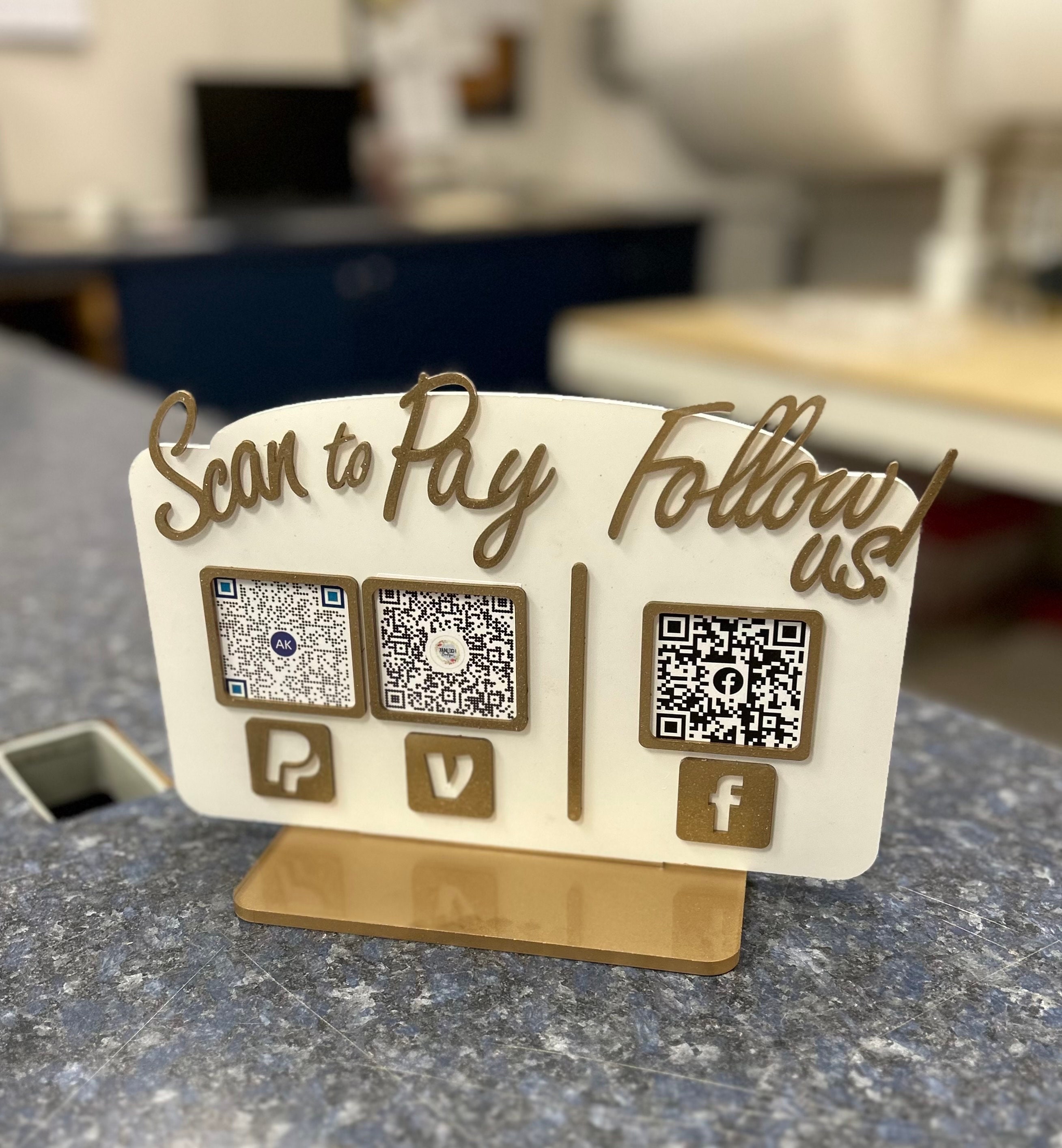 QR Code Sign for Business Acrylic, QR Sign for Tips, Scan to Pay Sign ...