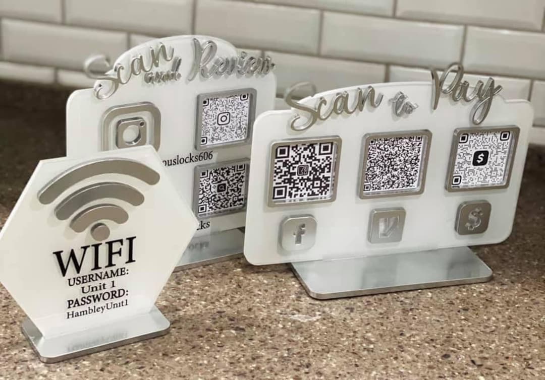 QR Code Sign for Business Acrylic, QR Sign for Tips, Scan to Pay Sign ...