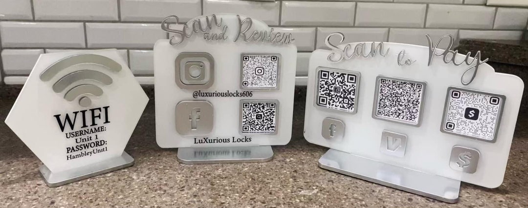 QR Code Sign for Business Acrylic, QR Sign for Tips, Scan to Pay Sign ...