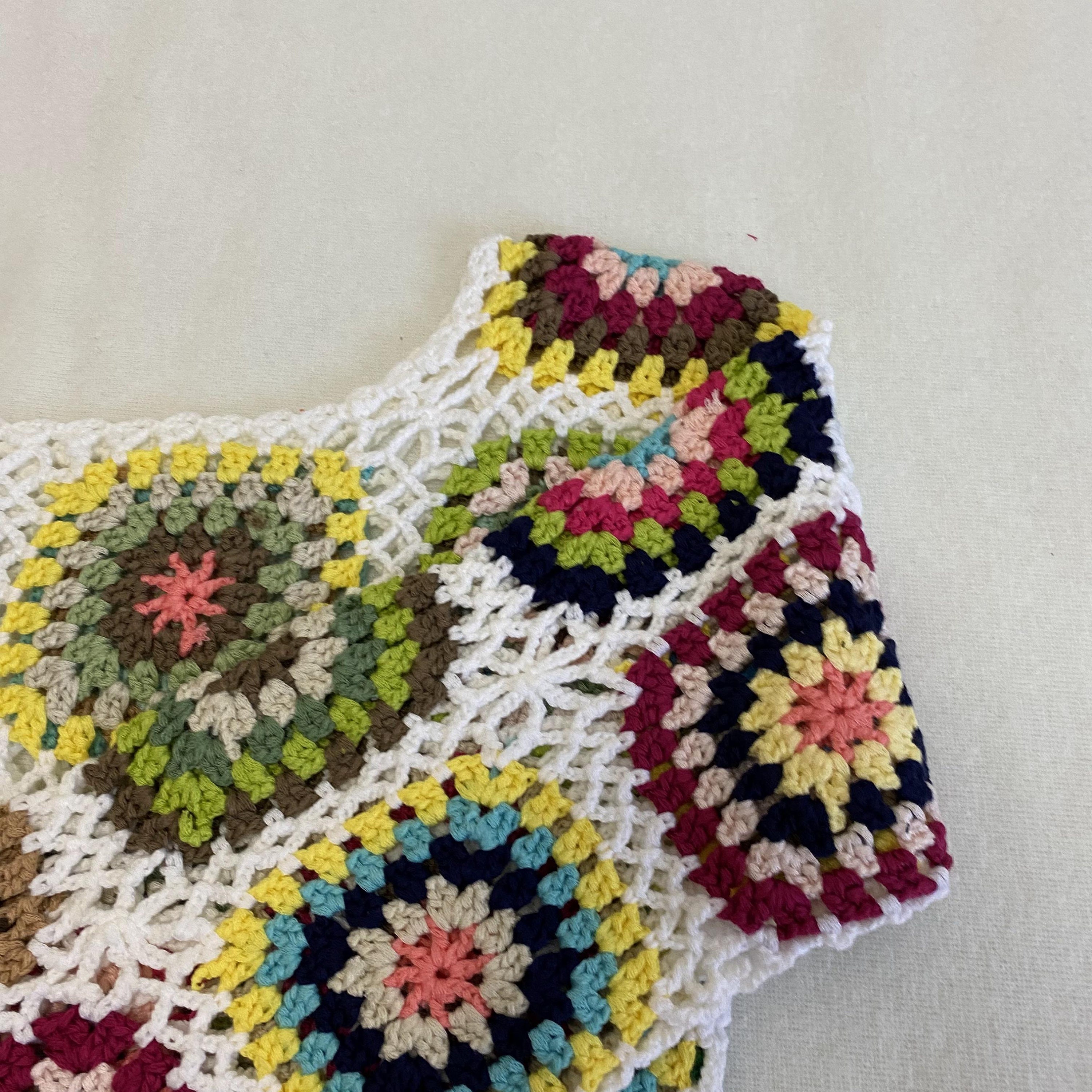 Handmade Crochet Tops Retro Knitting Crochet Rainbow Long - Etsy