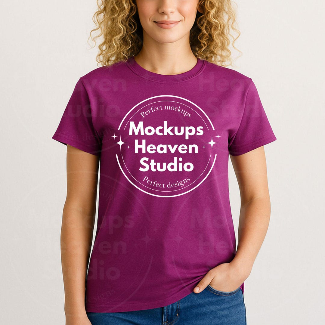 Gildan 5000 Berry T-shirt Mockup | G5000 Berry Women's T-shirt Mockup ...