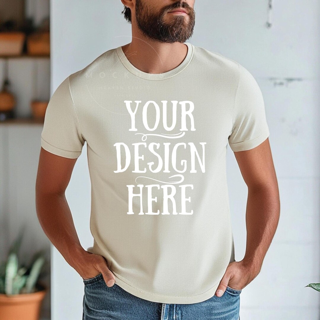 Citron T-shirt Mockup | Bella Canvas 3001, Male Model (digital Download ...