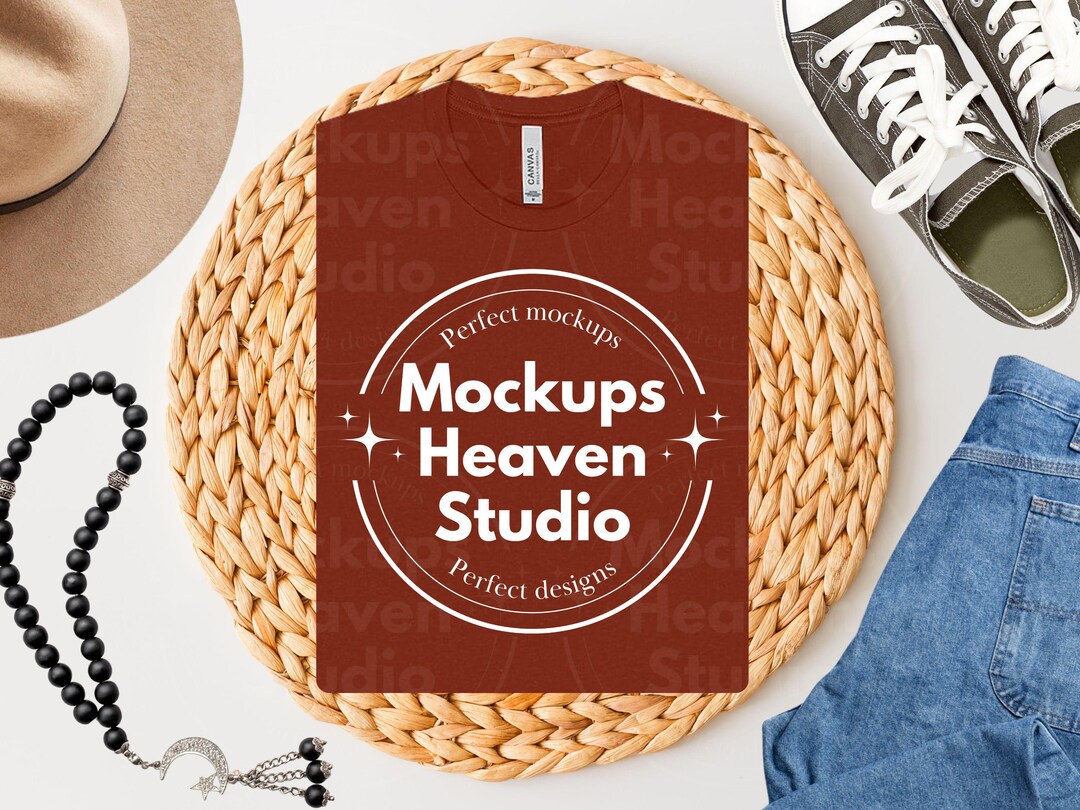 Bella Canvas 3001 Rust T-shirt Mockup | Flat Lay Folded T-shirt Mockup ...