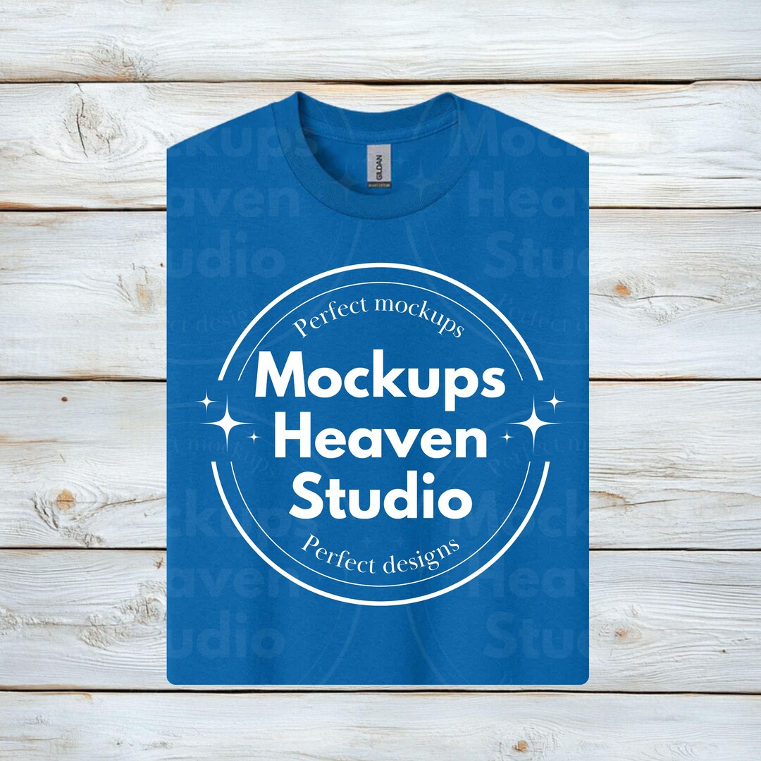 Gildan 5000 Neon Blue T-shirt Mockup | Flat Lay Unisex Tee (digital ...