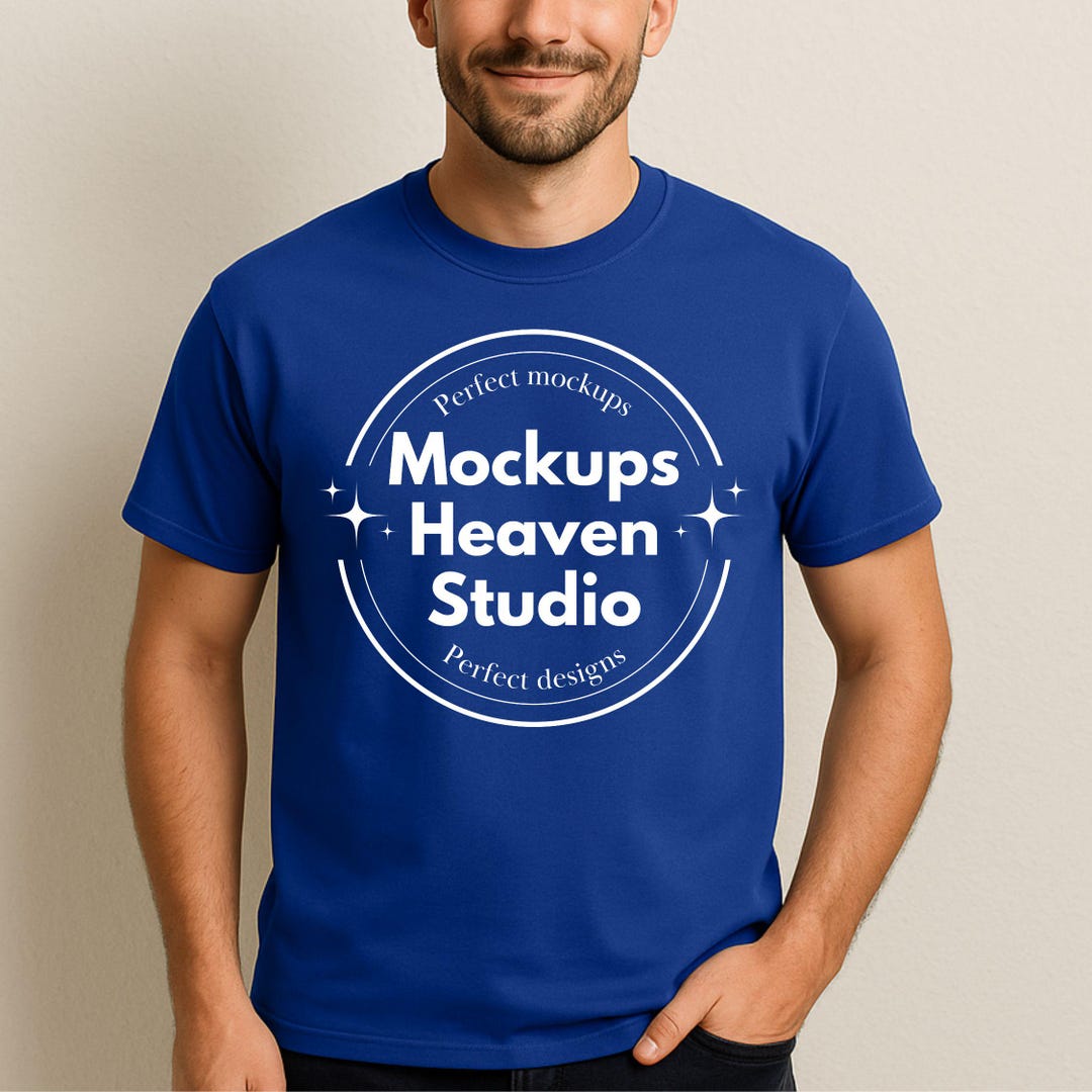 Gildan 5000 Cobalt Blue T-shirt Mockup | G5000 Cobalt Blue Men's T ...