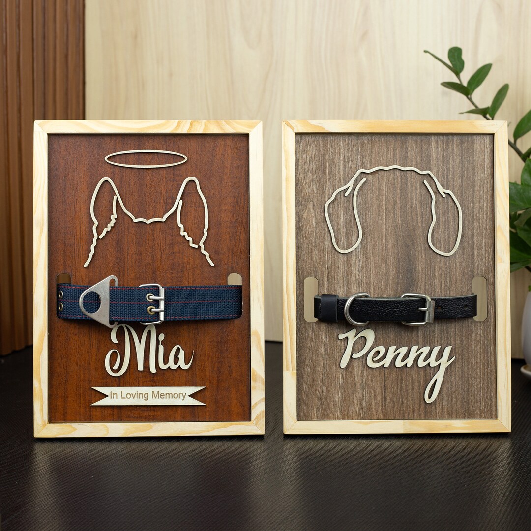 Custom Memorial Dog Collar Frame, Custom Dog Ear Framed Art, Loss of ...