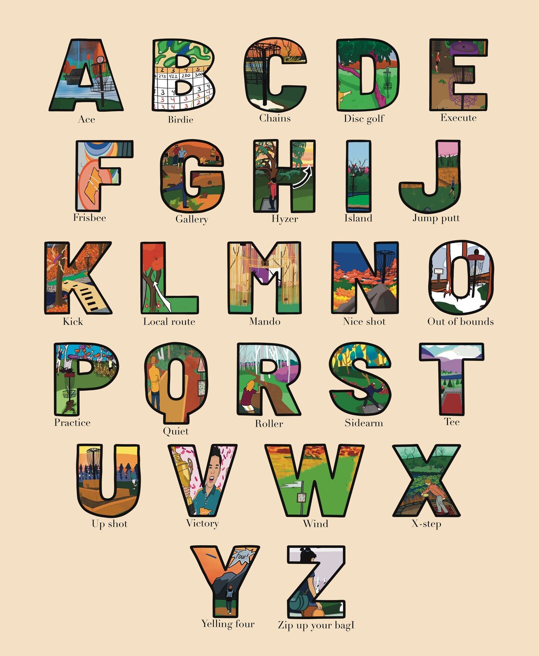 Children’s Disc Golf Alphabet Print - Etsy