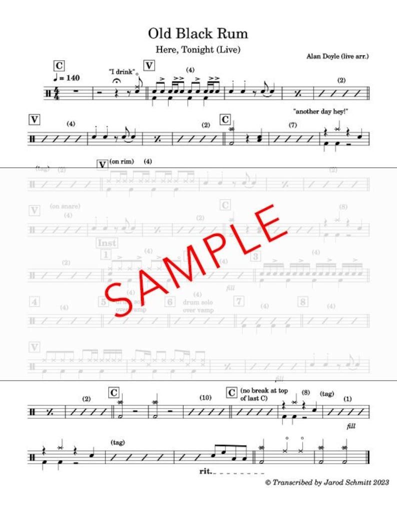 Old Black Rum Drum Set Chart - Etsy