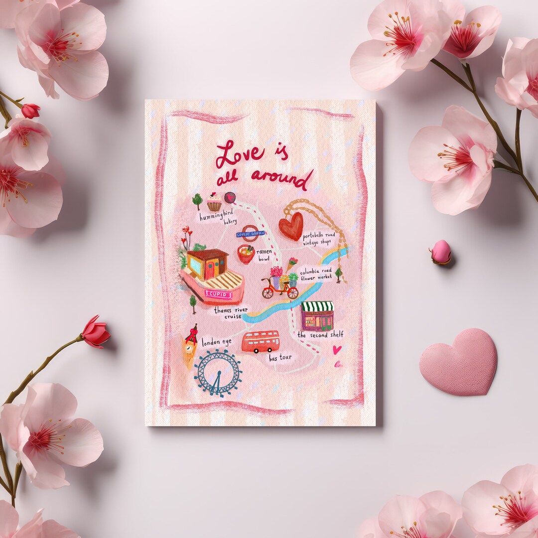 Tarjeta de San Valentín del mapa de Londres, El amor está por todas ...