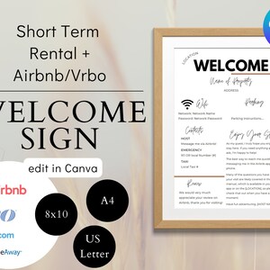 Airbnb Welcome Sign, Vrbo Welcome Sign, Guest Arrival Template Poster ...