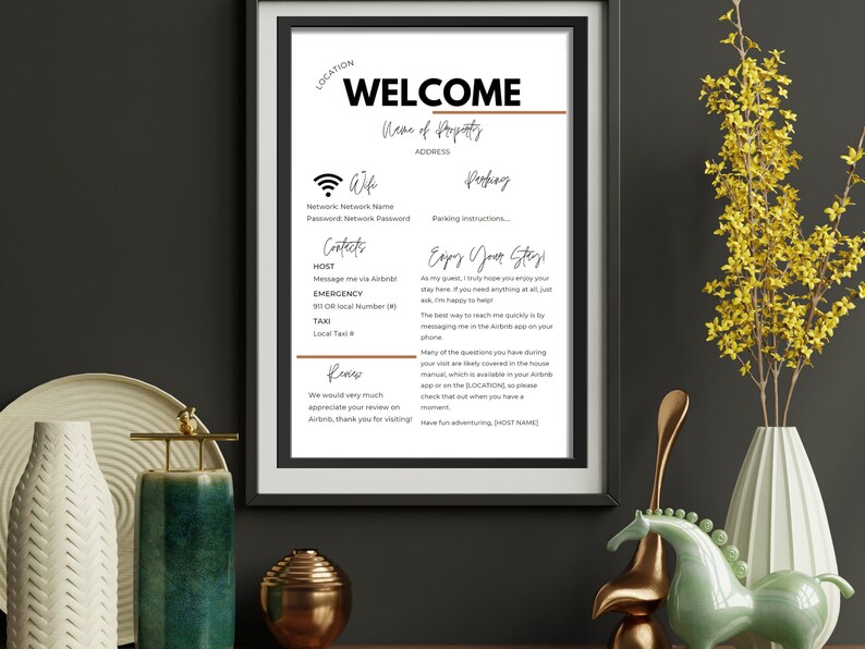 Airbnb Welcome Sign, Vrbo Welcome Sign, Guest Arrival Template Poster ...