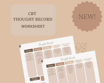 Simple Horizontal Thought Record Worksheet for Cognitive Behavioral ...
