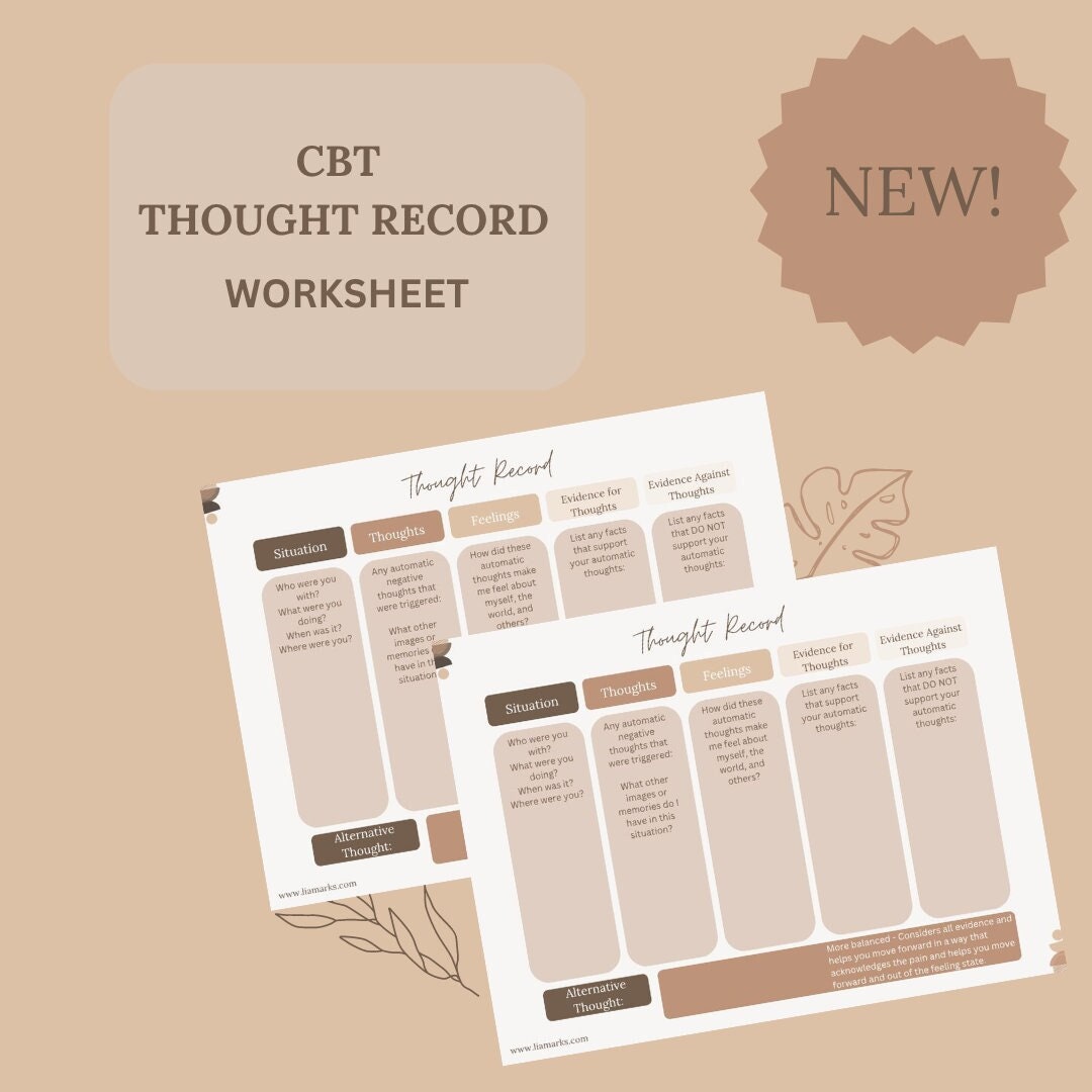 CBT Thought Record Worksheet - Etsy