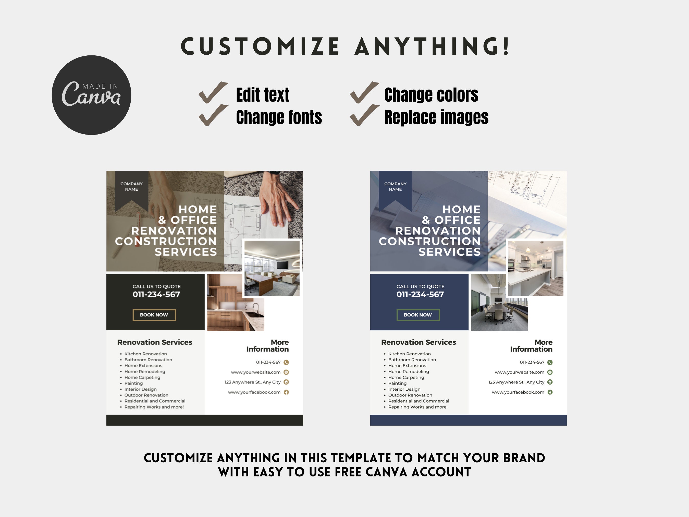 Contractor Flyer Home Office Renovation Construction Service Repairing ...