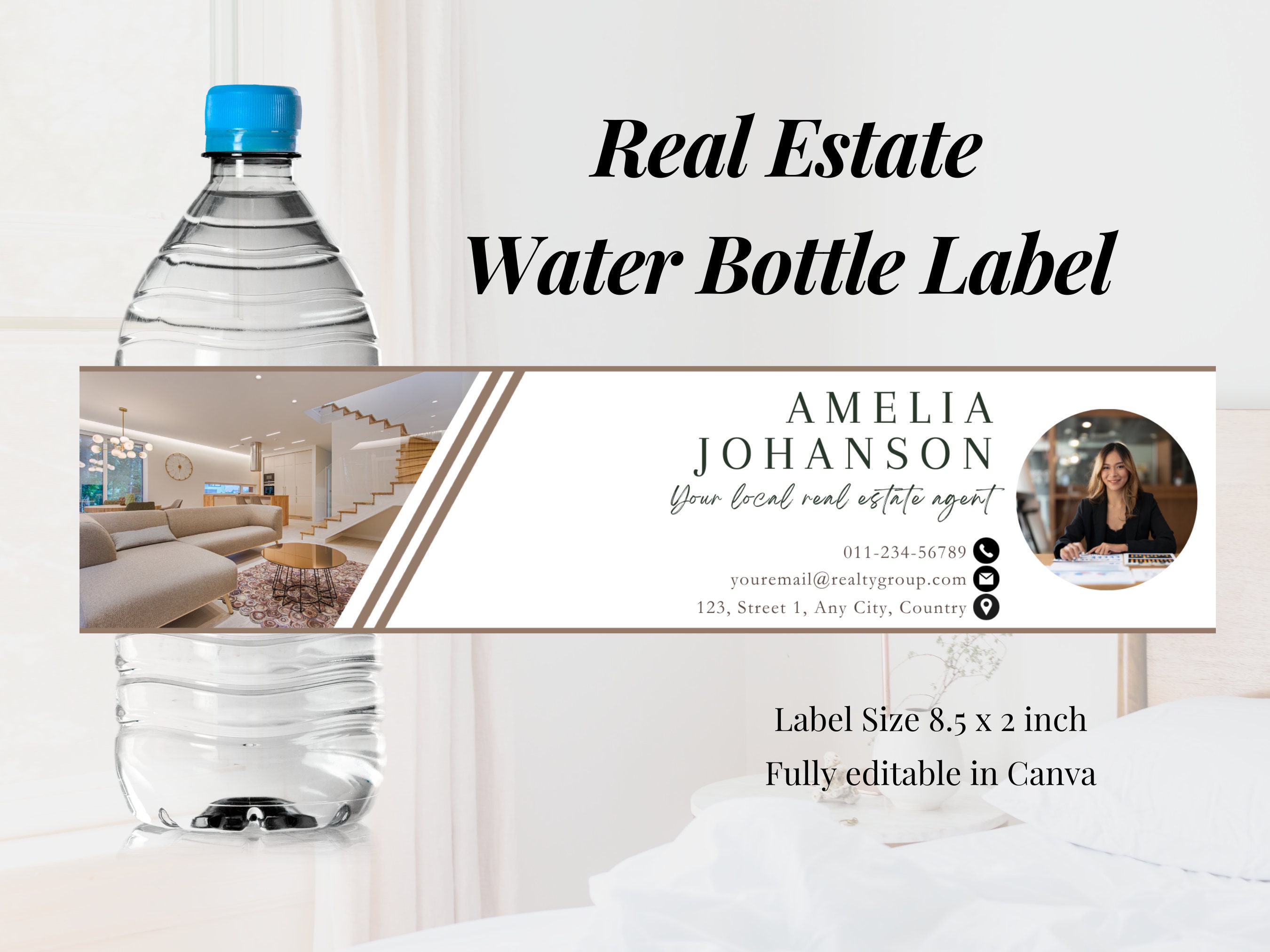 Real Estate Water Bottle Label | Open House Water Bottle Label | Open ...