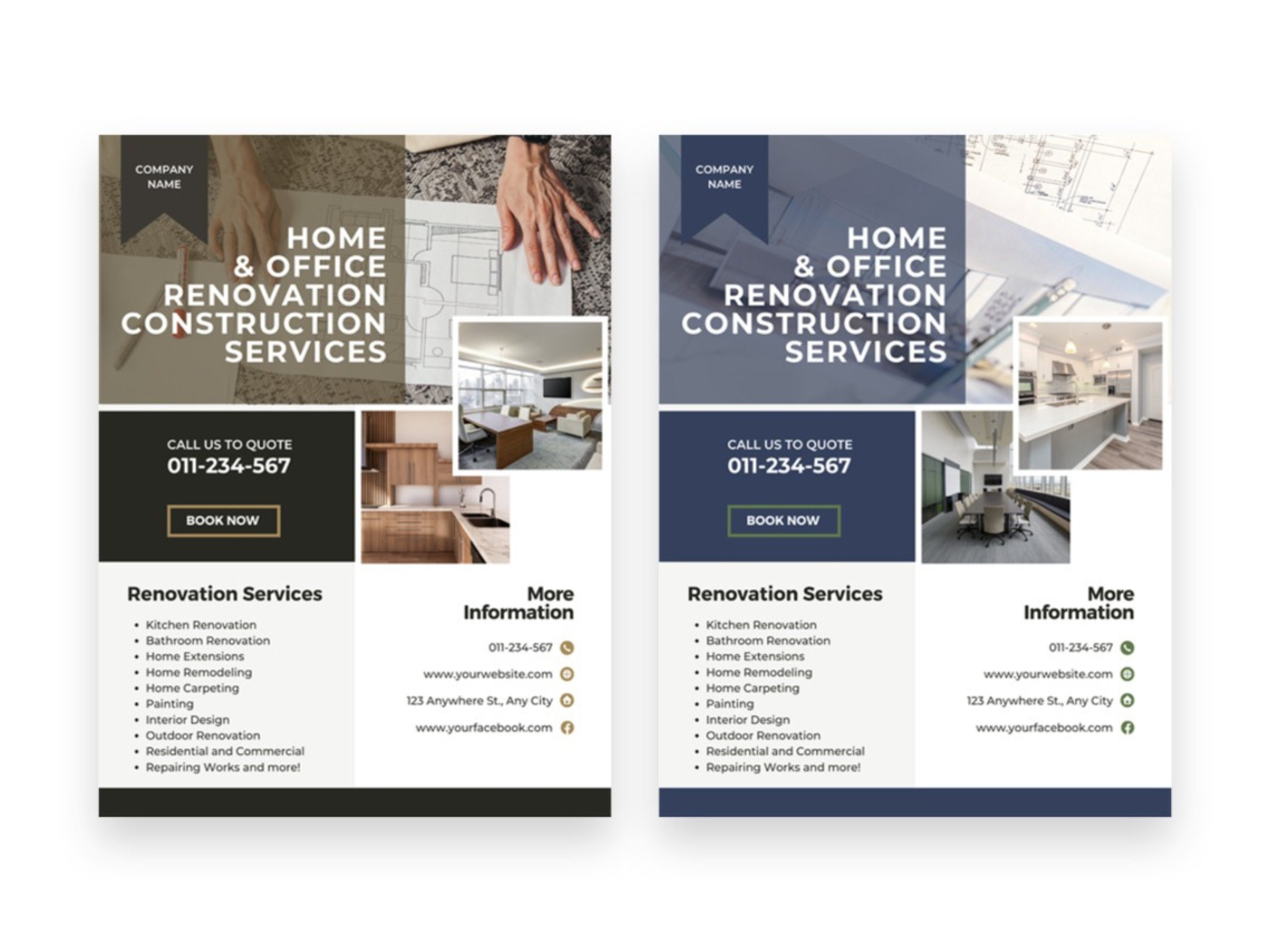 Contractor Flyer Home Office Renovation Construction Service Repairing ...