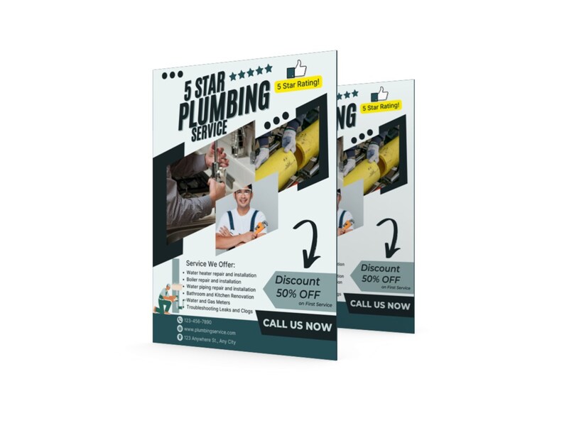 Plumbing Flyer Editable Printable Canva Template | Plumbing Marketing ...