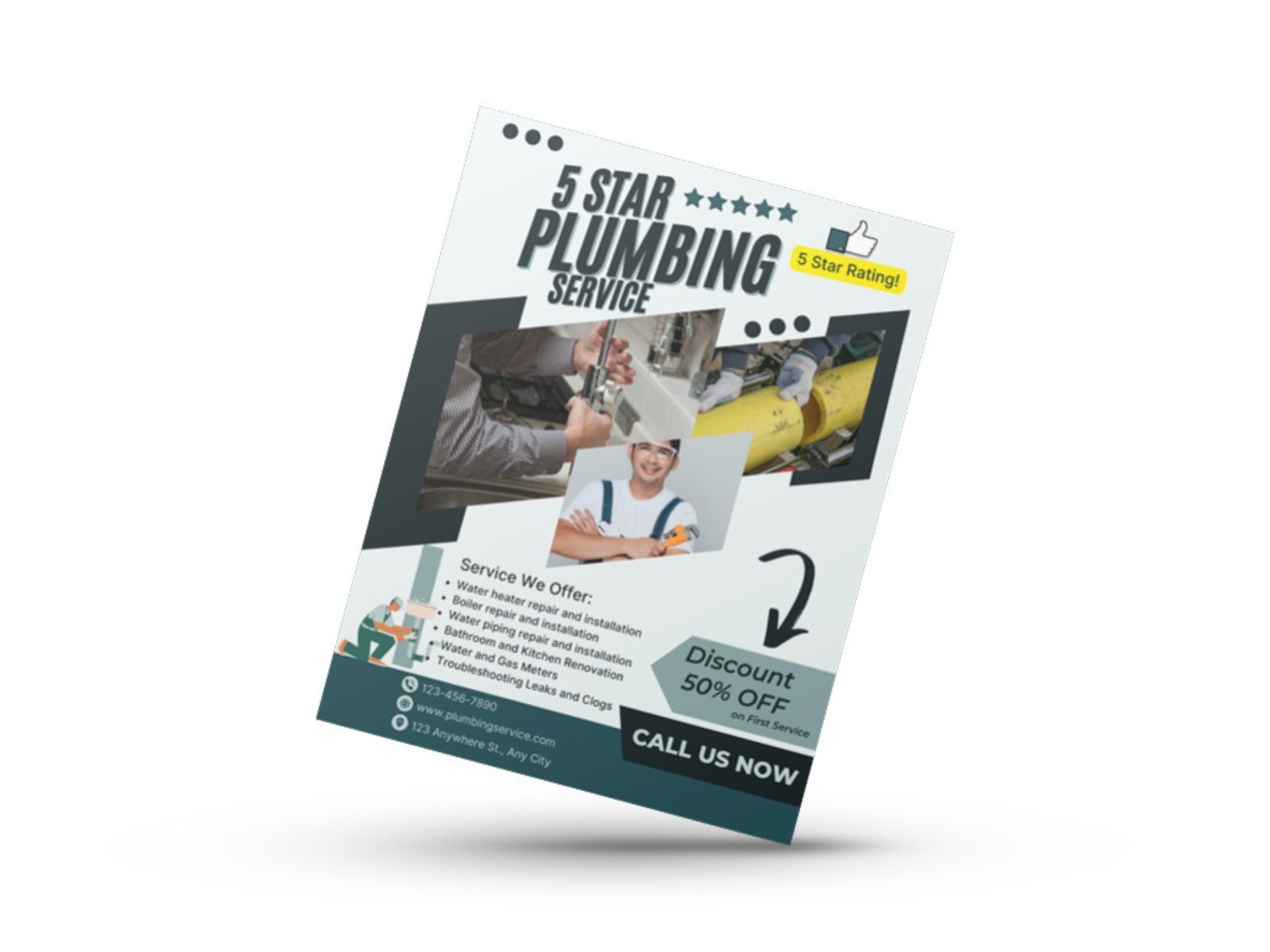 Plumbing Flyer Editable Printable Canva Template | Plumbing Marketing ...