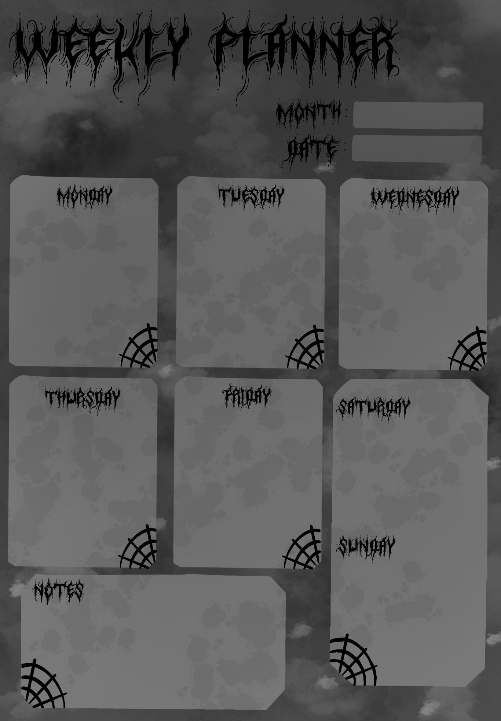 Gothic Weekly Planner - Etsy