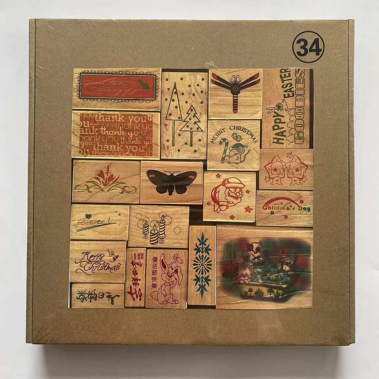 Colorfultree Various Design Wood Stamp Set Featuring Multiple Large ...