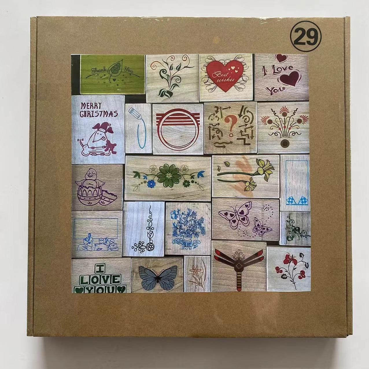 Colorfultree Various Design Wood Stamp Set Featuring Multiple Large ...