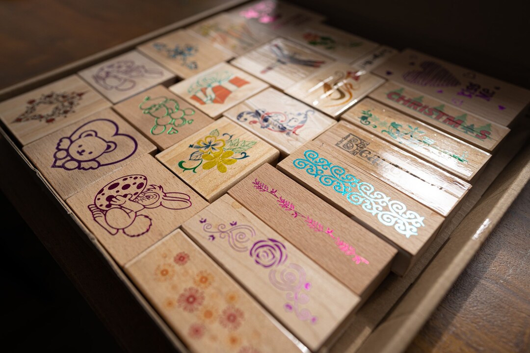 Colorfultree Various Design Wood Stamp Set Featuring Multiple Large ...