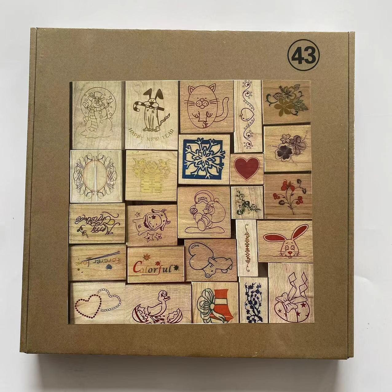 Colorfultree Various Design Wood Stamp Set Featuring Multiple Large ...