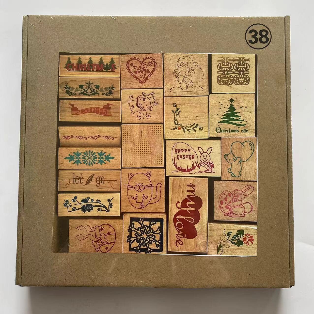 Colorfultree Various Design Wood Stamp Set Featuring Multiple Large ...