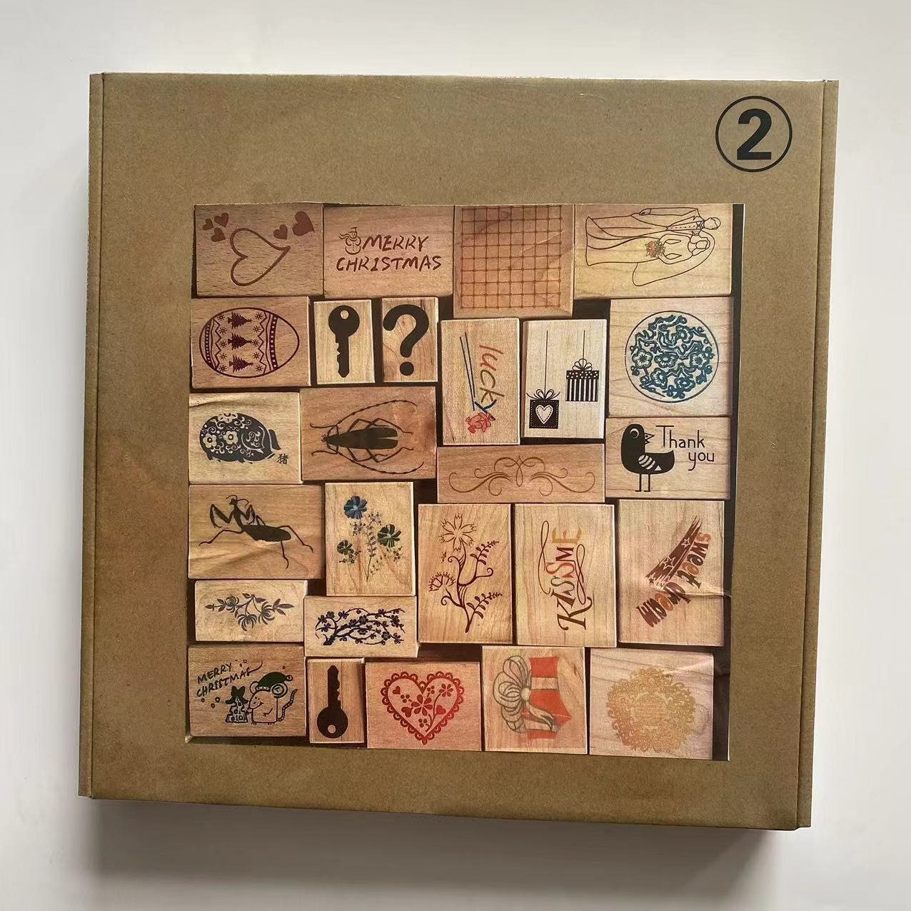 Colorfultree Various Design Wood Stamp Set Featuring Multiple Large ...