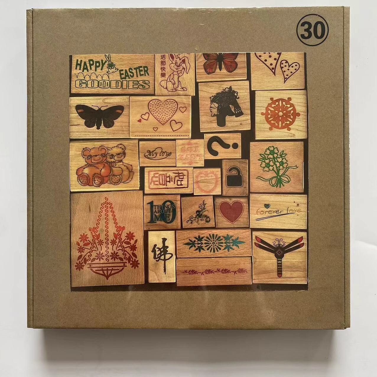 Colorfultree Various Design Wood Stamp Set Featuring Multiple Large ...