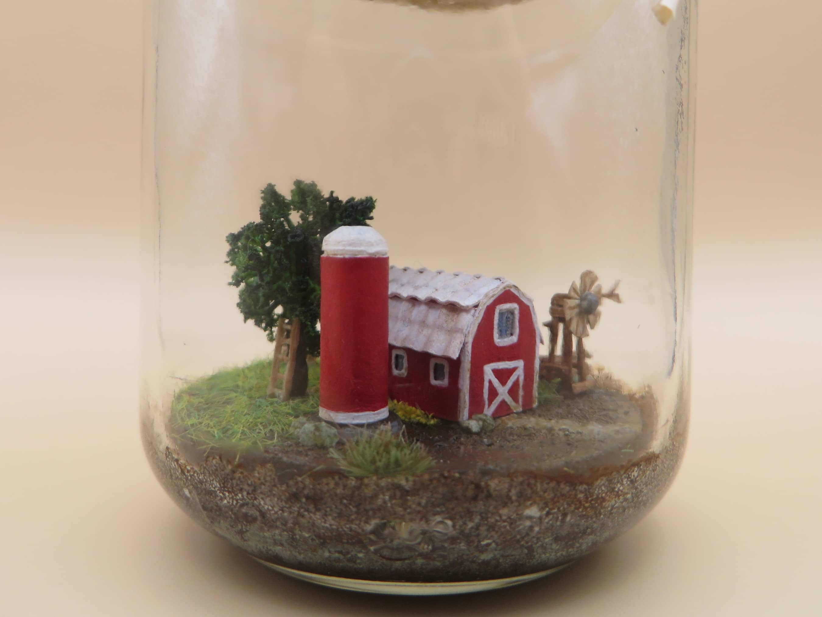 Handmade Farm Diorama in a Jar, Cute Miniature Red Barn With Cows - Etsy