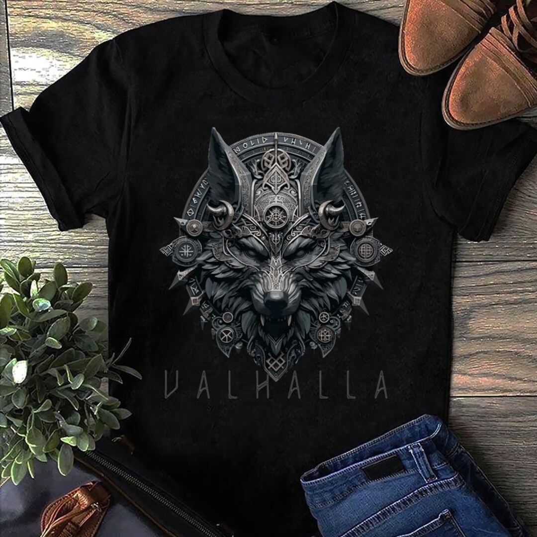 Viking Wolf Valhalla T-shirt: Norse Warrior Odin Axe Shirt - Etsy