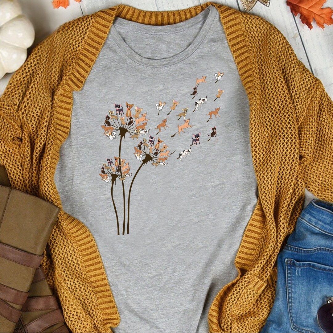 Chihuahua_flower Fly_dandelion Chihuahua Funny Dog Lover T-shirt, Gift ...