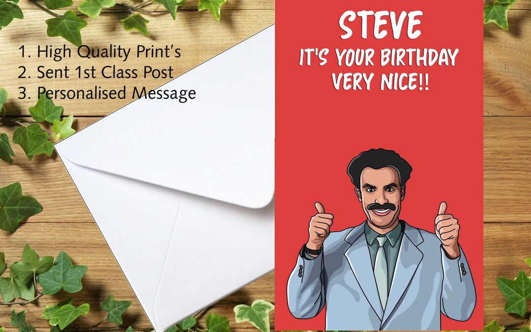 Personalised Borat Birthday Card Party Favour Personalised Message ...